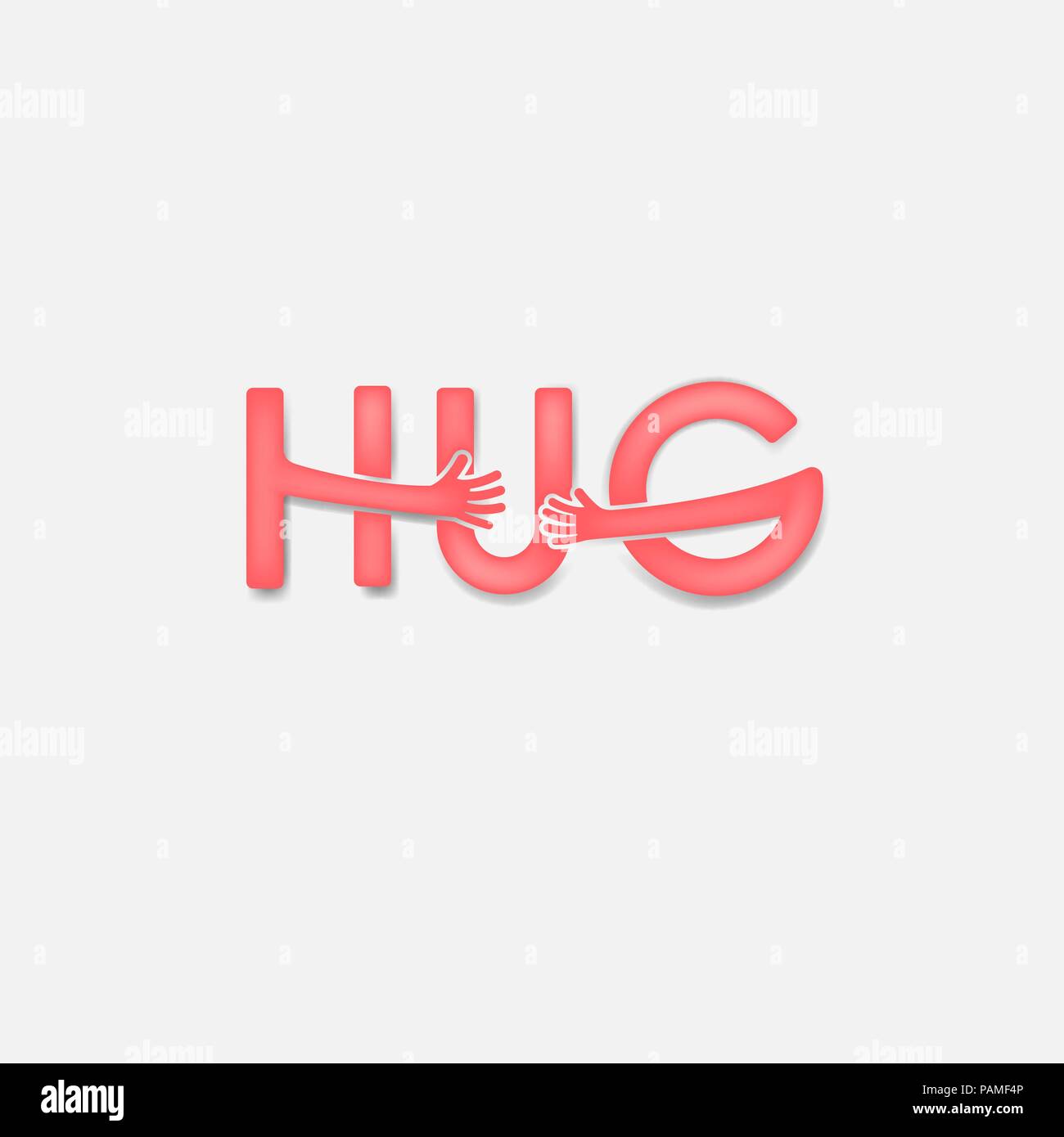 "HUG" typographical and Hand icon.Embrace or hug icons vector logo ...