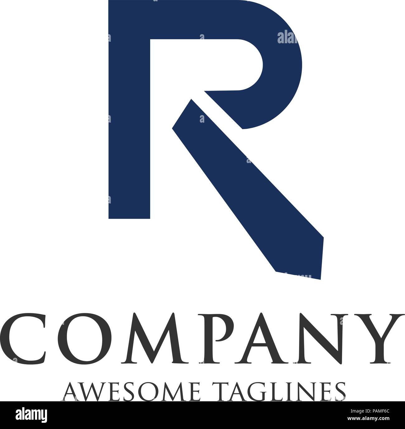 creative letter r with tie logo vector , recruitment logo element Stock ...