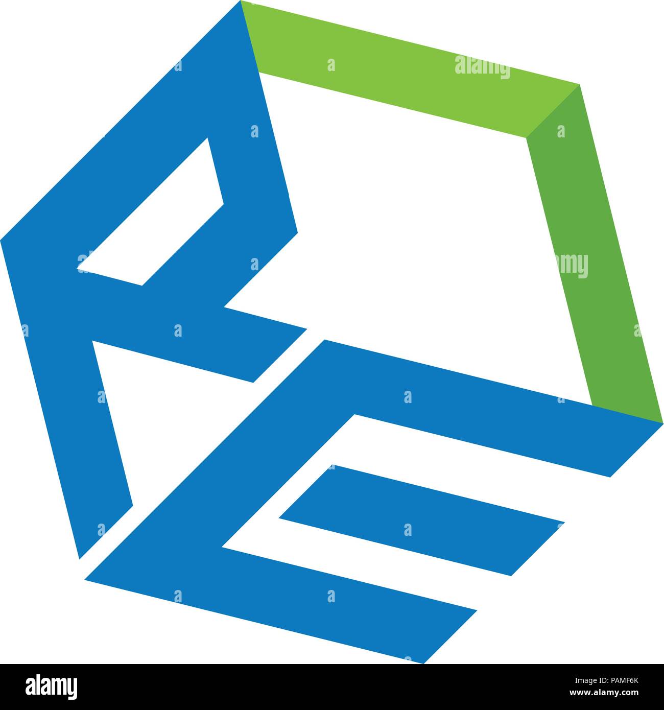 RE letter with box 3d style Business design template logo icon Stock ...