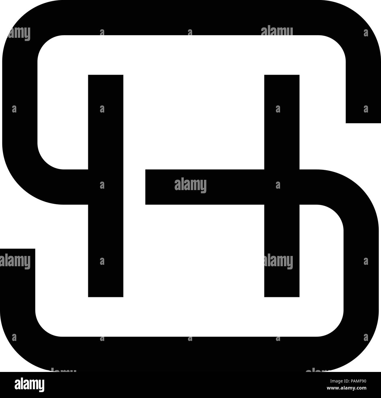 creative monochrome concept letter S, SH, letter HS flat black color logo design Stock Vector ...