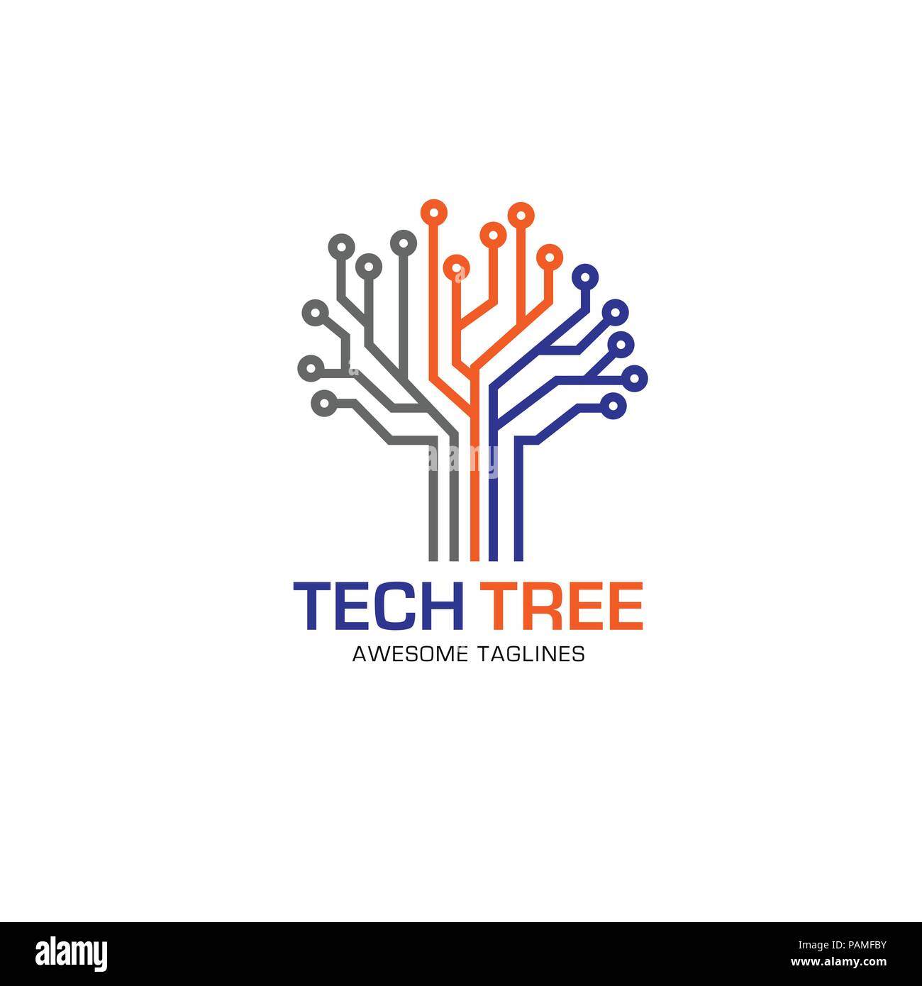 tech tree logo concept- vector logo concept illustration. green network ...