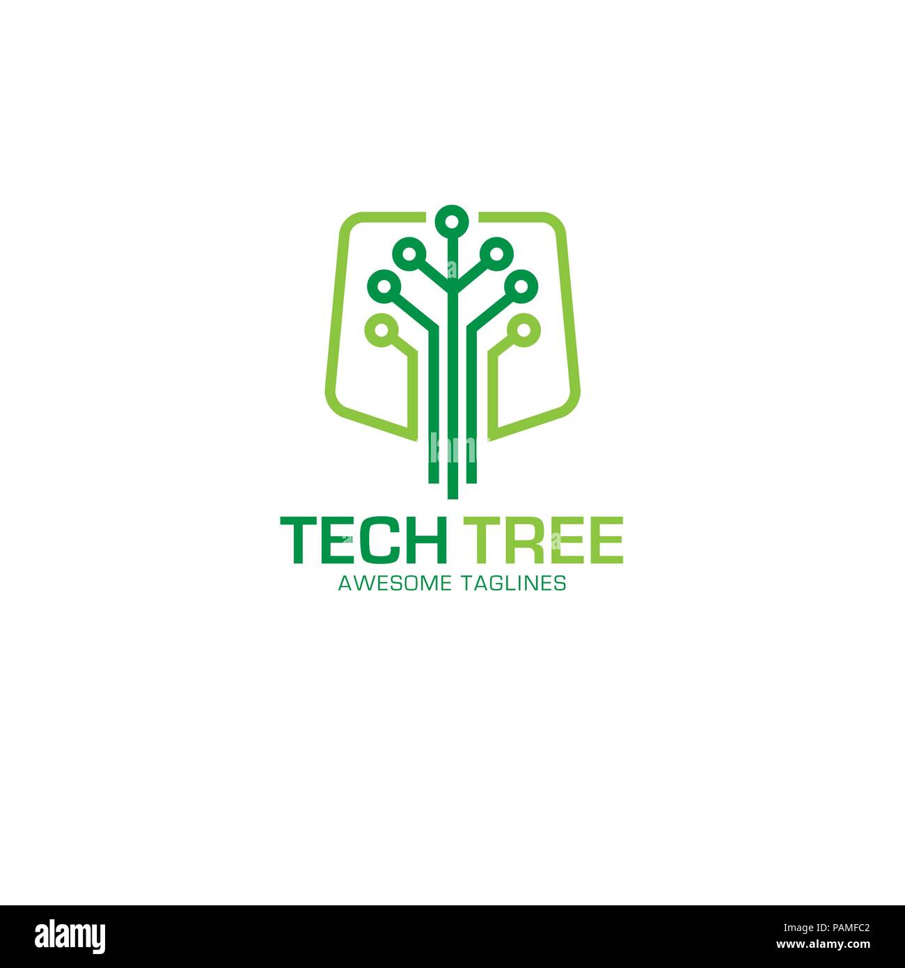 tech tree logo concept- vector logo concept illustration. green network ...