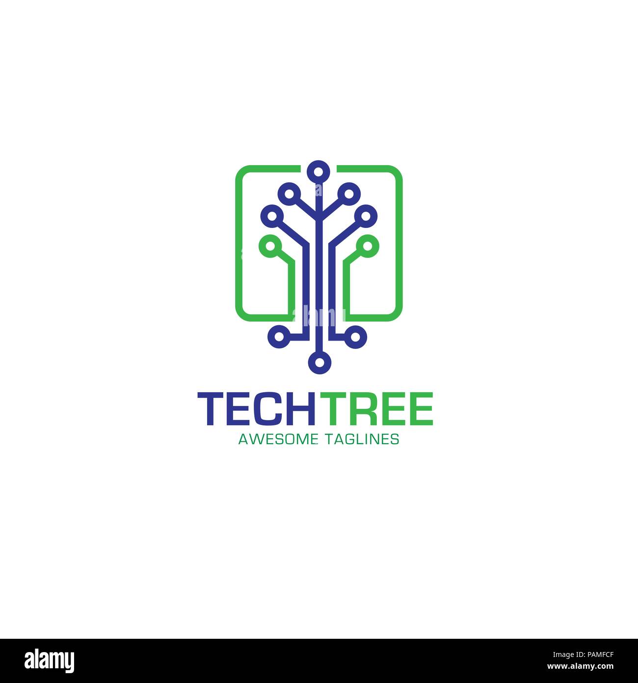 tech tree logo concept- vector logo concept illustration. green network ...