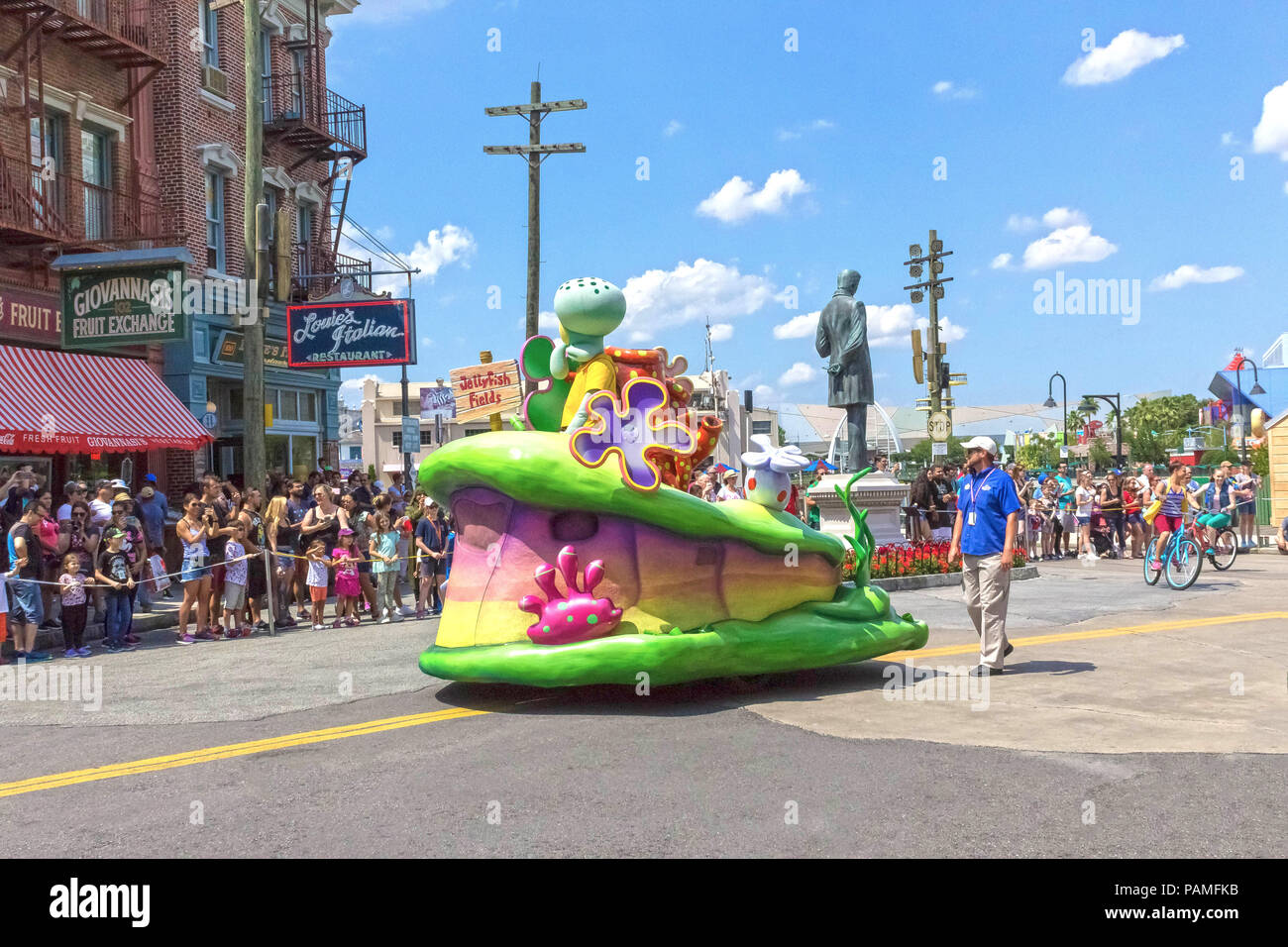 Orlando, USA - May 8, 2018: The large parade with performers at ...