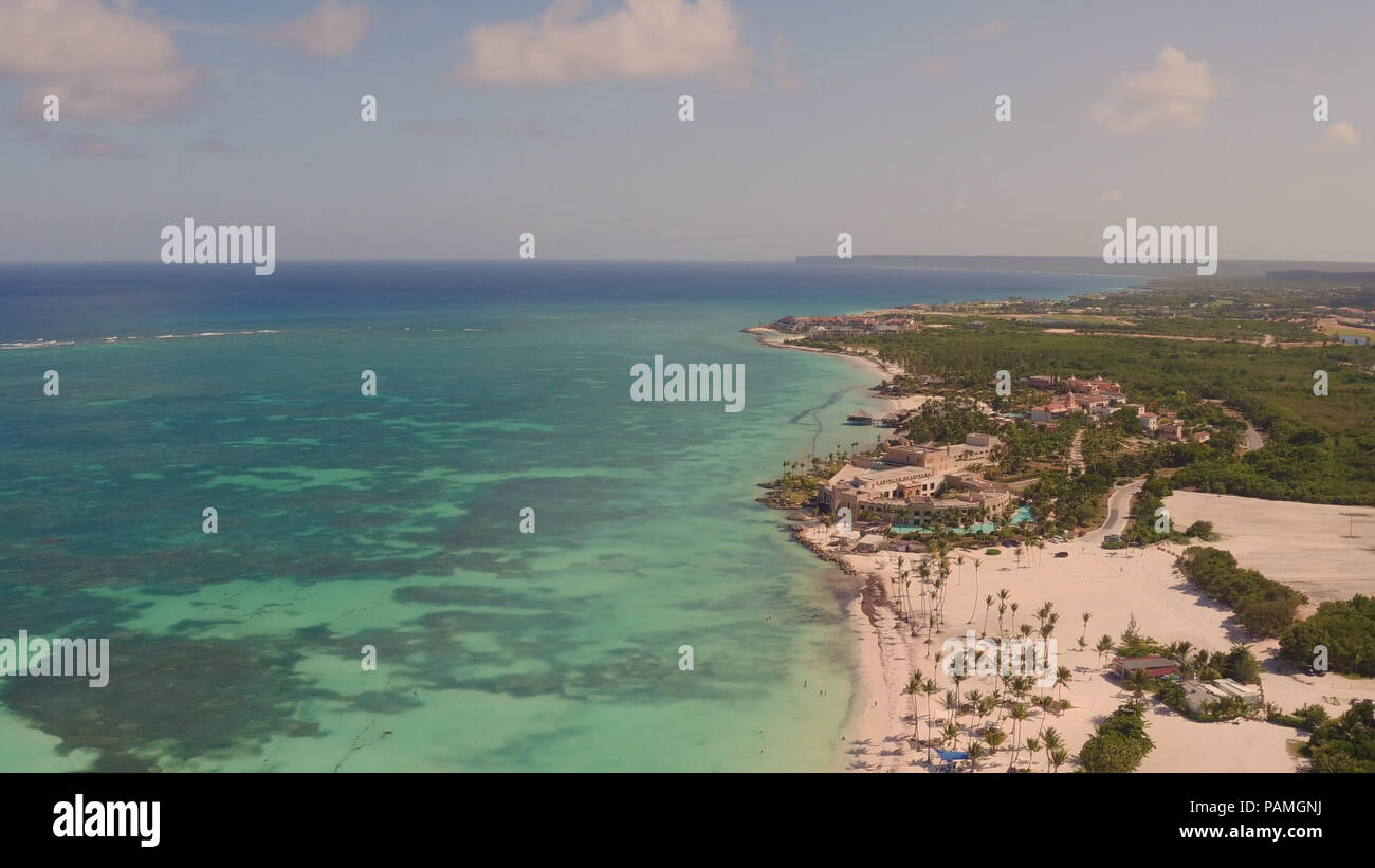View of the beach with palm trees on top Stock Photo - Alamy