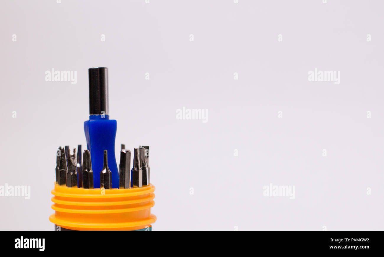 Screwdriver set on white background Stock Photo - Alamy
