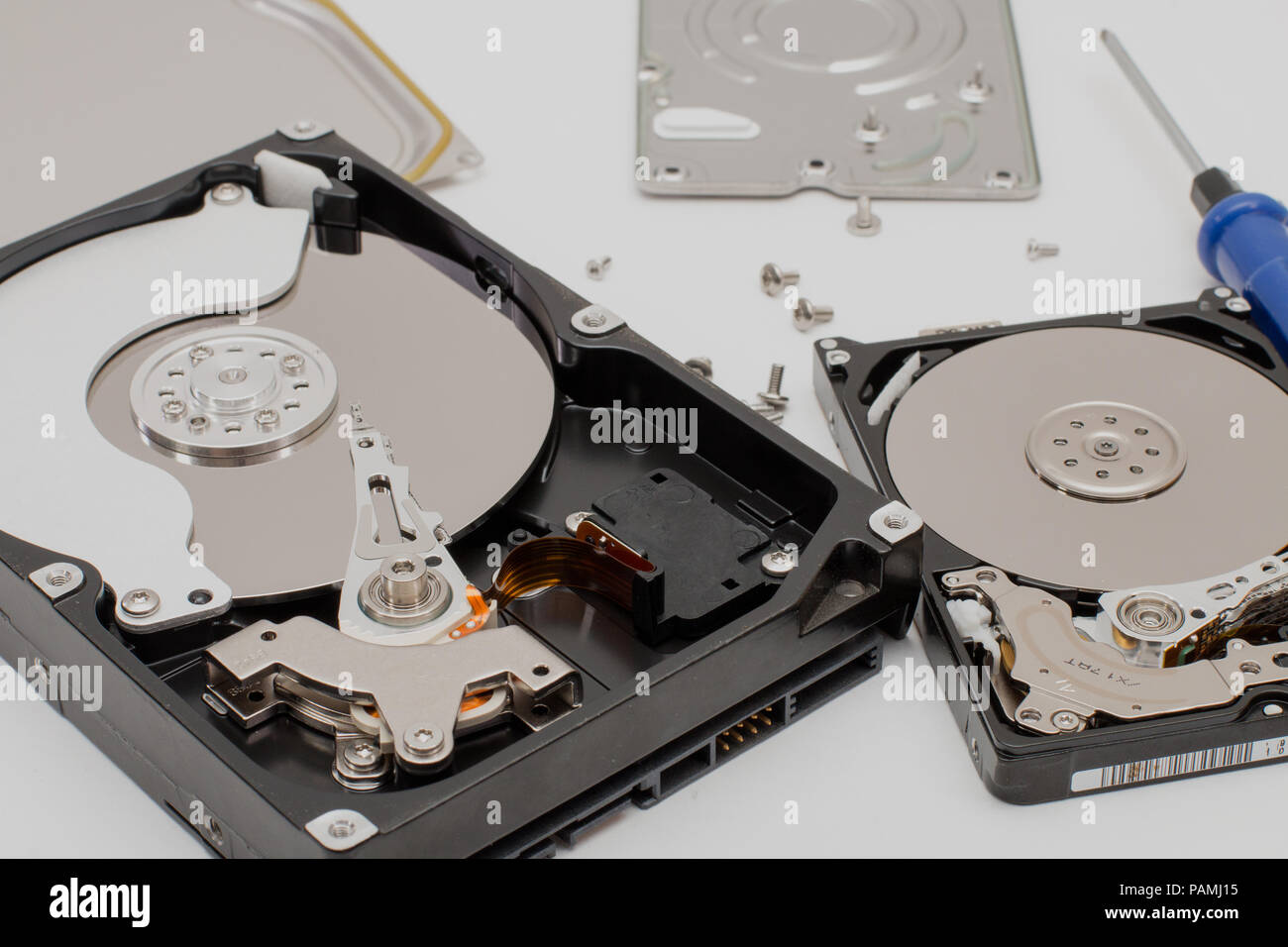 Process of disassembly of hard disks Stock Photo - Alamy