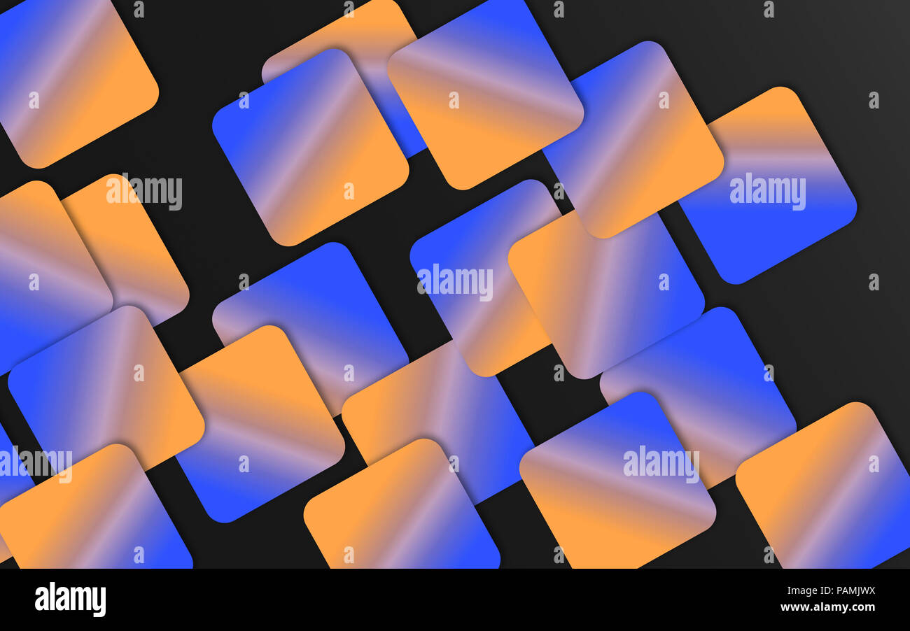 Overlapping squares with round edges, digital colorful background ...