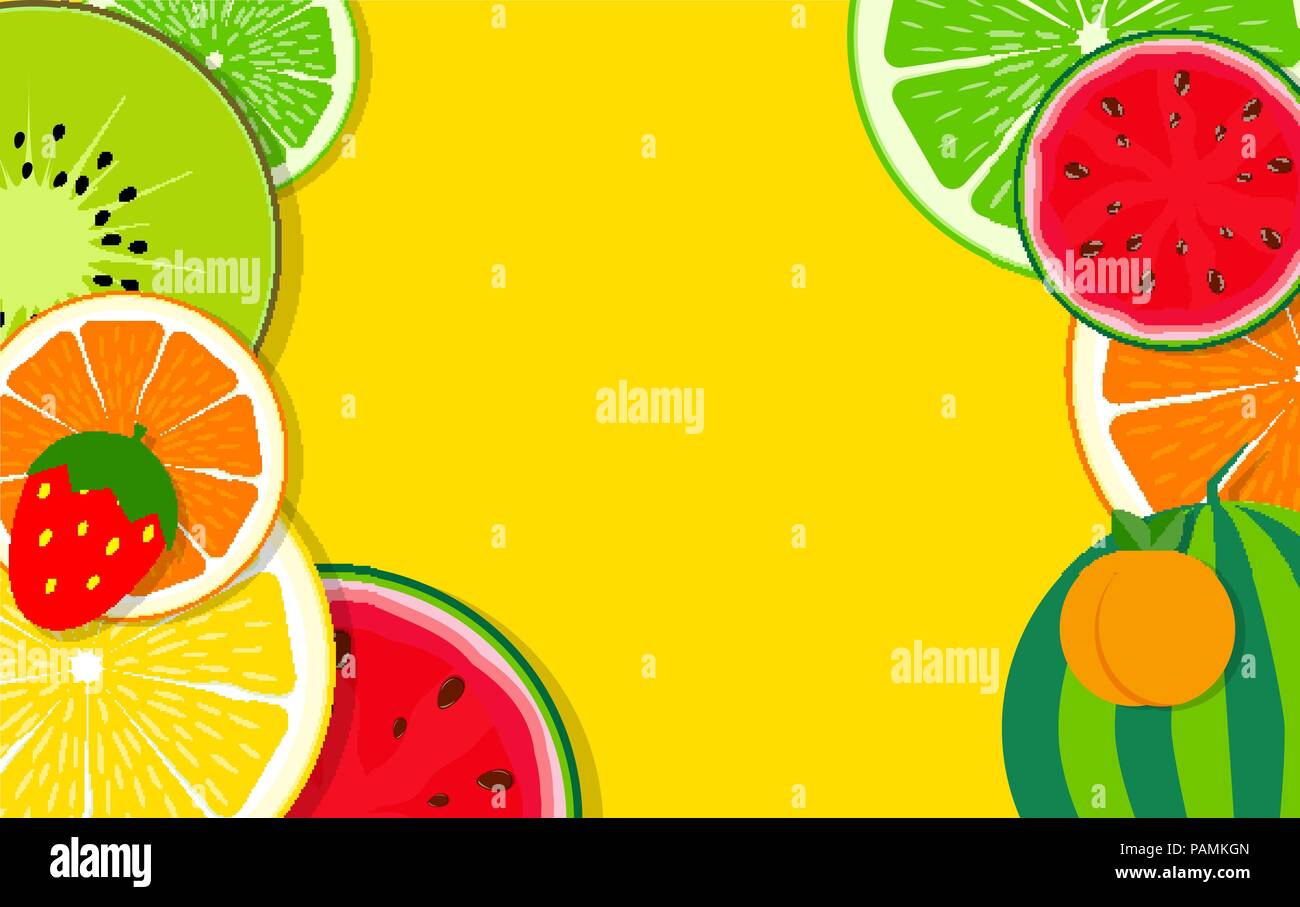 Abstract Mixed Flat Fruit Background Vector Illustration Stock Vector ...