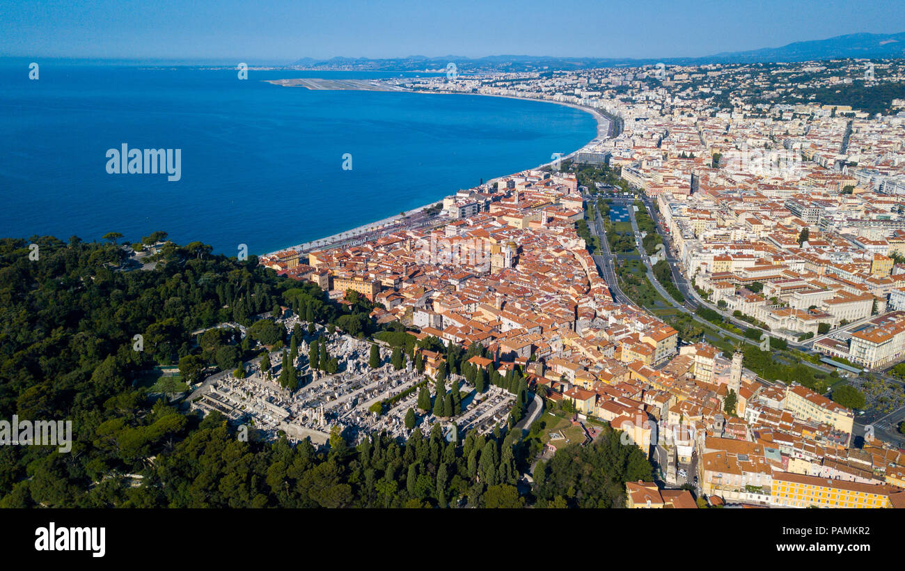 Castle Cemetery or Cimetière du Château, overlooking the old town and ...