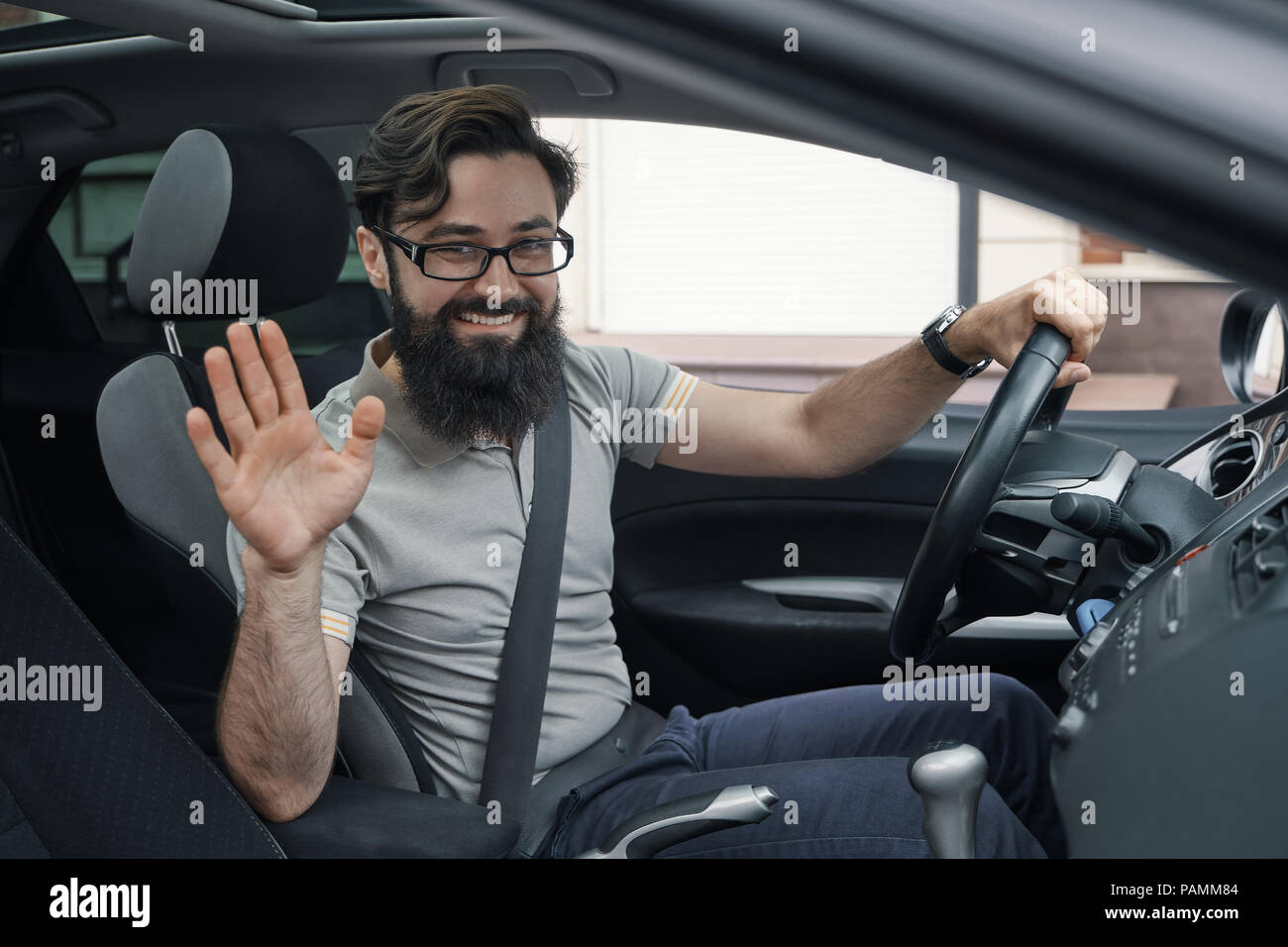 Car hand waving hi-res stock photography and images - Alamy