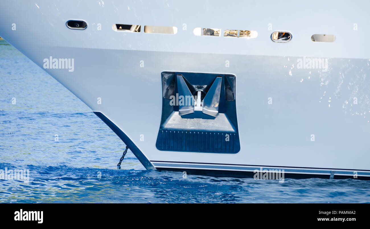 Expensive yacht anchor during summer Stock Photo - Alamy