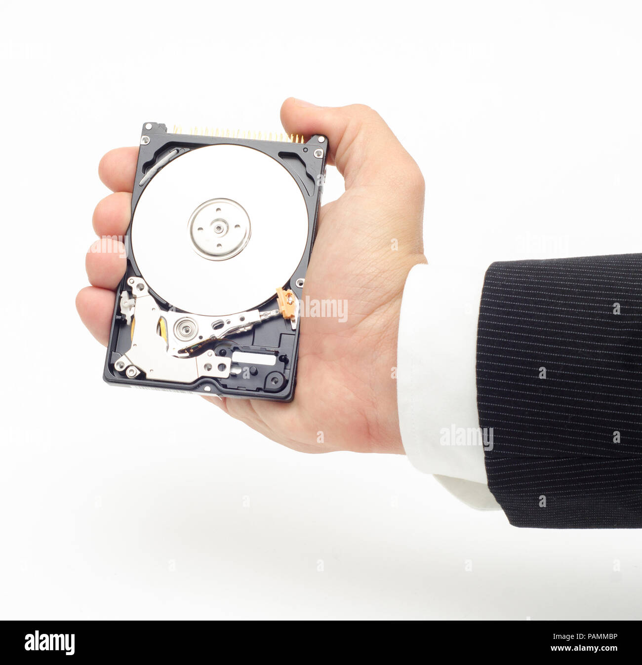 A business hand holding an hdd Stock Photo - Alamy