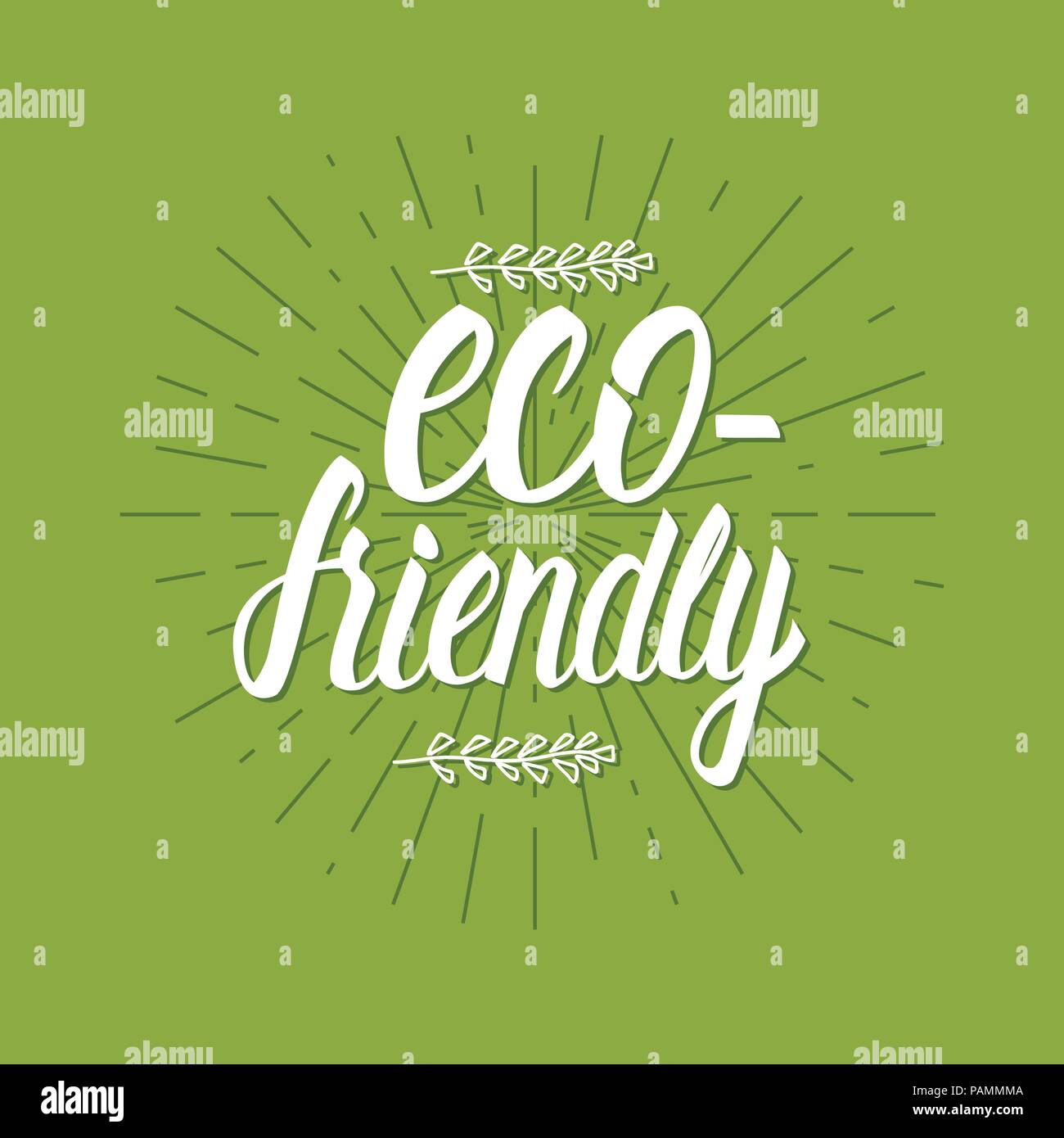 Vector Eco friendly inscription lettering on a green background with ...
