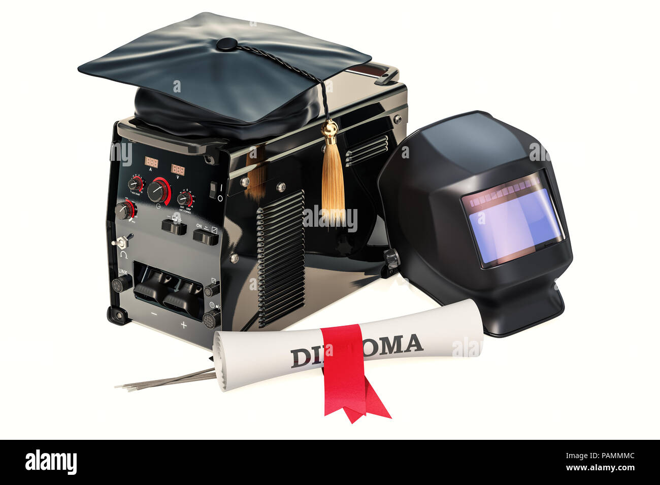 Welder Training and Qualification concept. 3D rendering isolated on ...