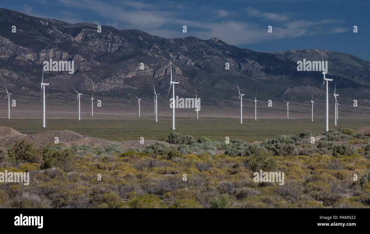 Wind powered electric generators in Eastern Nevada Stock Photo - Alamy