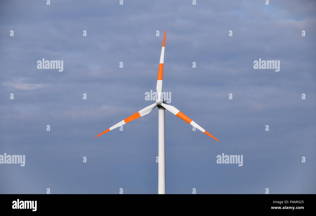 Zeebrugge, Belgium - April 28 2018: A lone wind turbine, one of the ...