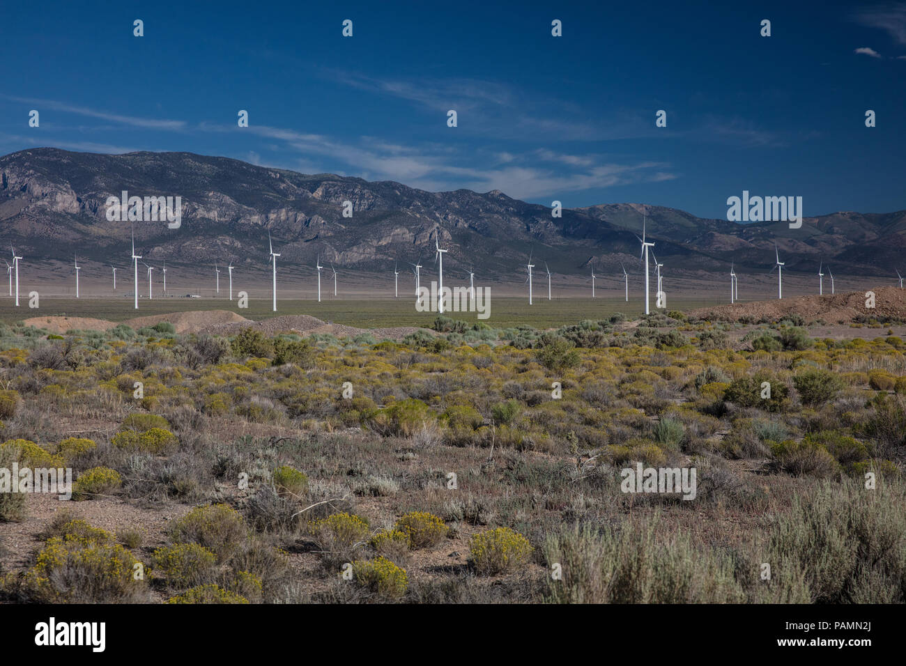 Wind powered electric generators in Eastern Nevada Stock Photo - Alamy