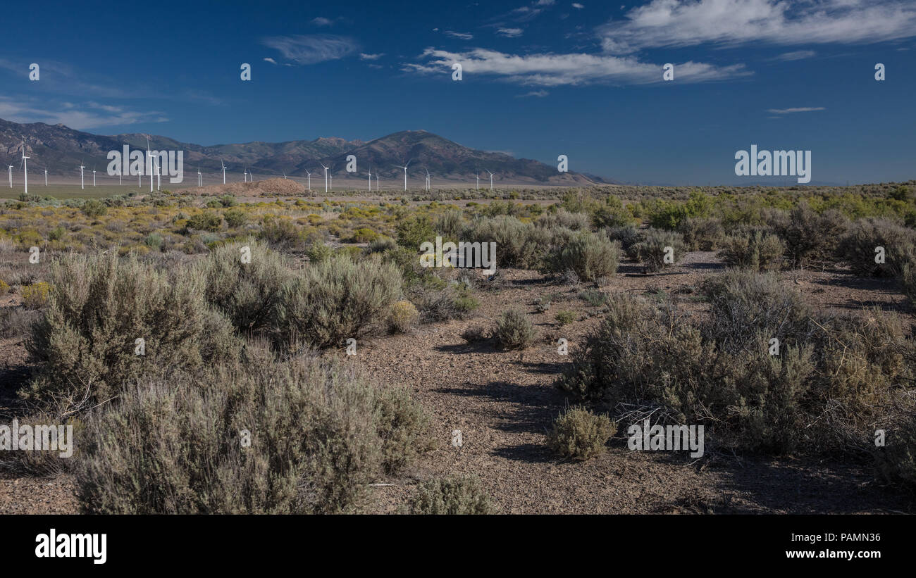 Wind powered electric generators in Eastern Nevada Stock Photo - Alamy