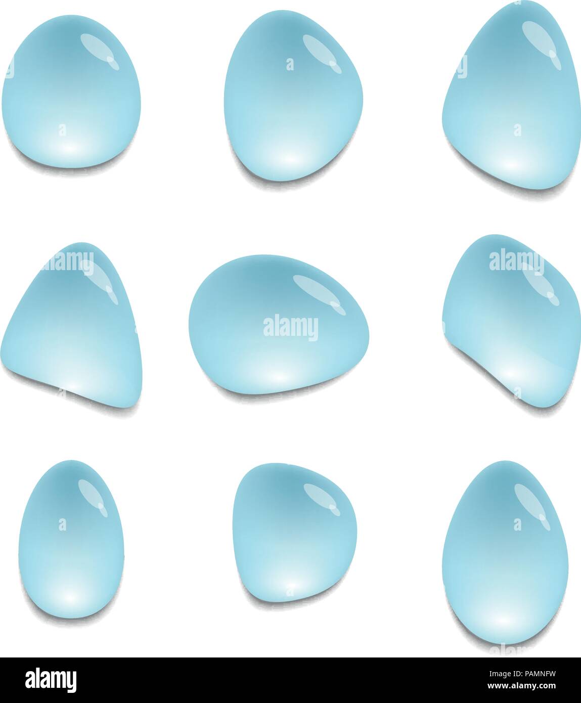 Set of water drops on surface, blue isolated water spots, vector Stock ...