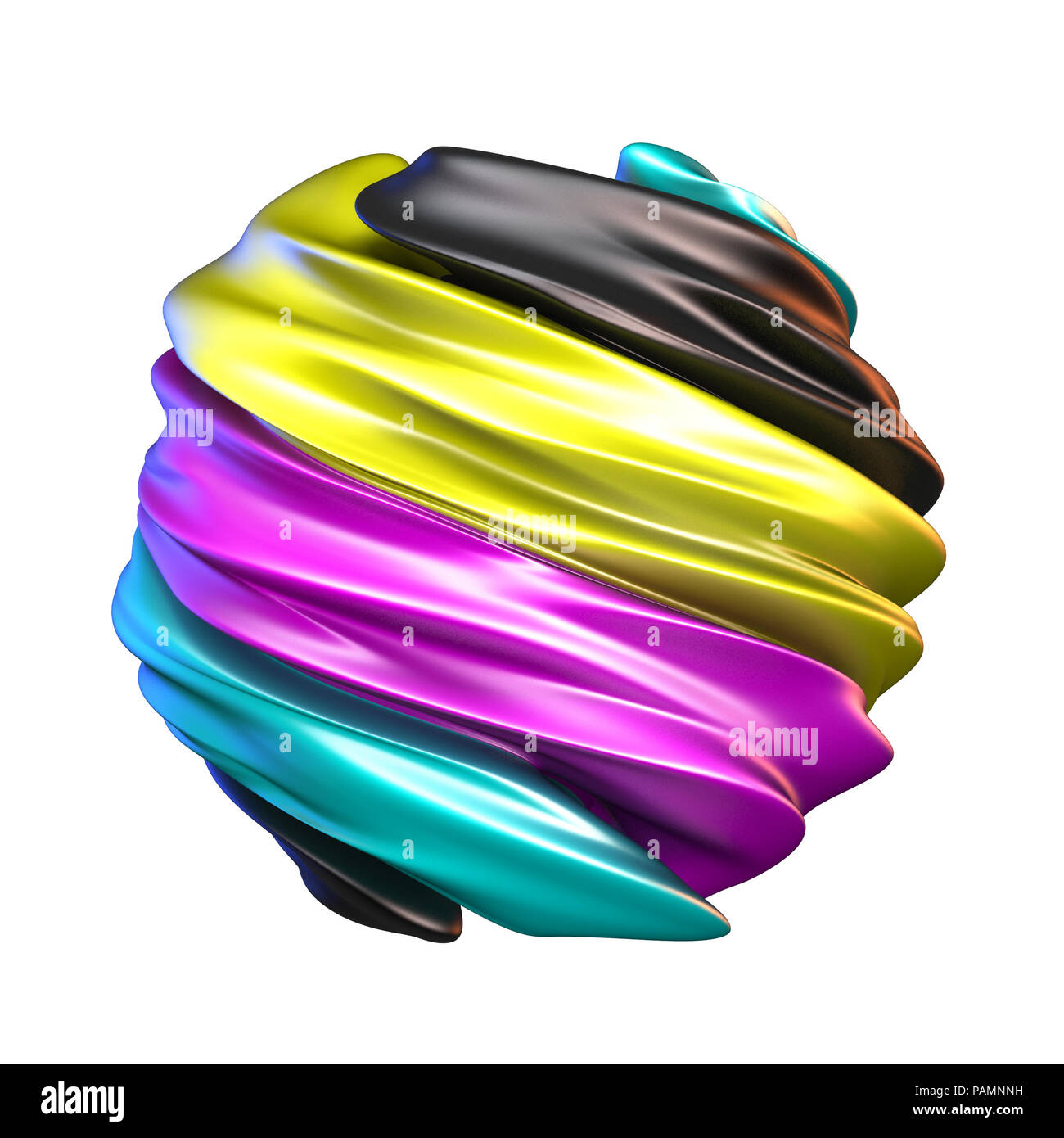 Abstract CMYK colors sphere 3D render illustration isolated on white ...
