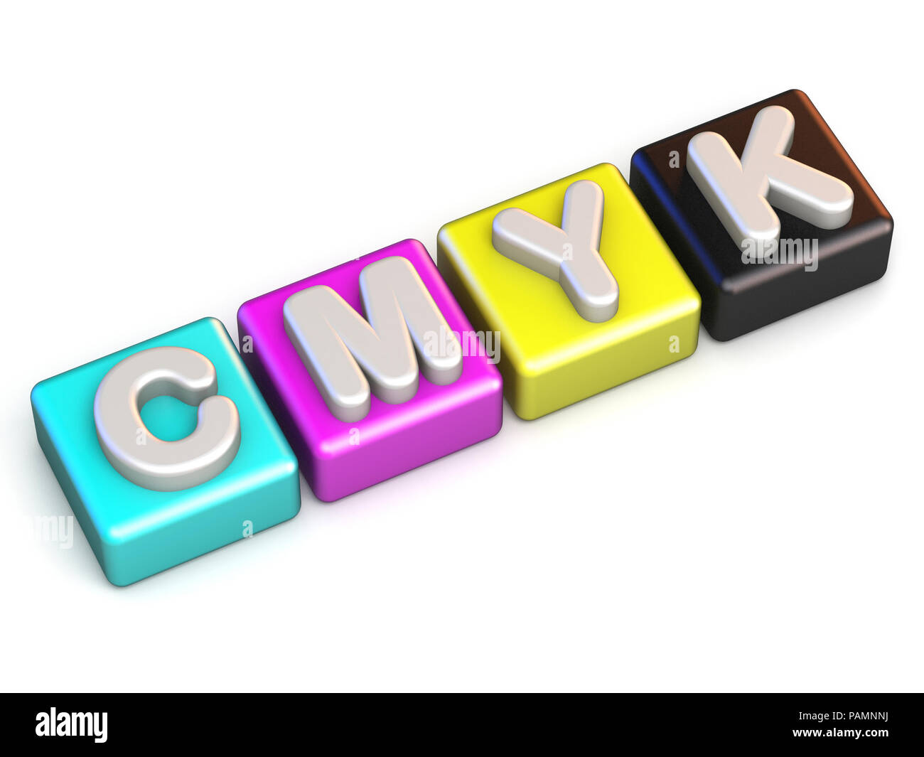 CMYK colors cube 3D render illustration isolated on white background ...