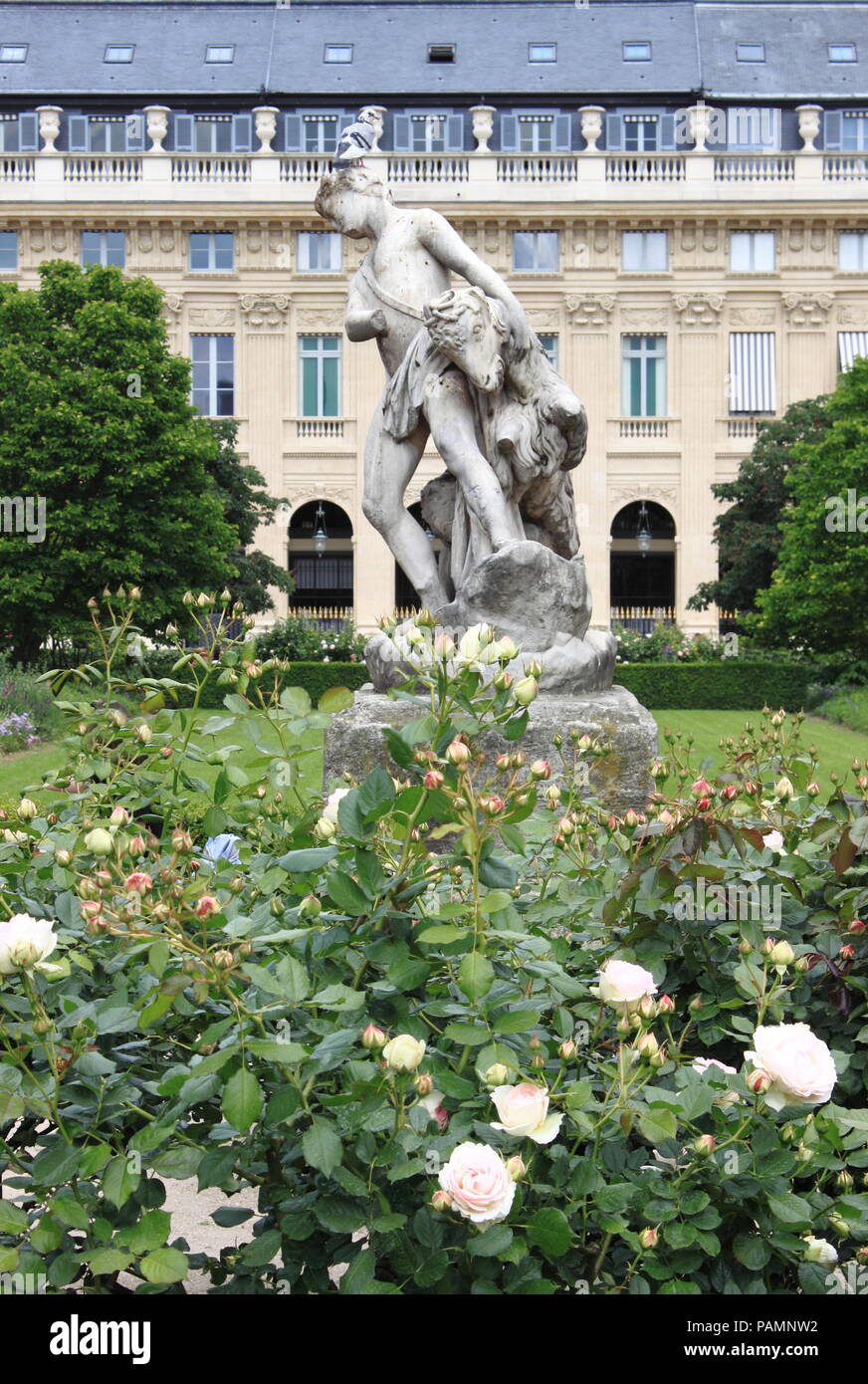 Shepherd and the Goat statue in the garden of Palais Royal. Paris ...