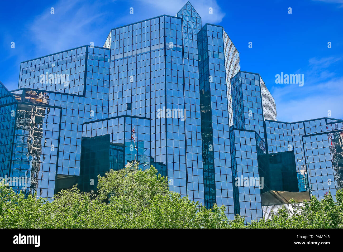Blue Glass Financial Center Stock Photo - Alamy