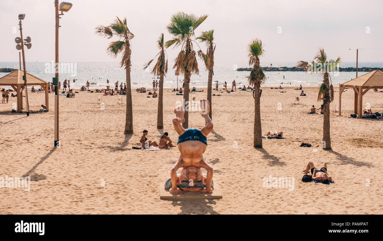 Tel Aviv's David Ben-Gurion headstand statue, erected as a tribute to ...