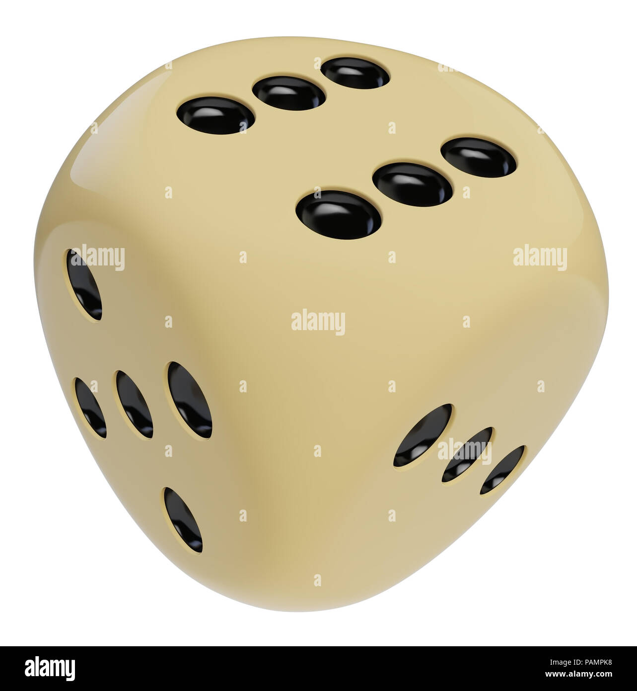 A dice with rounded corners on white background, 3D rendering Stock ...