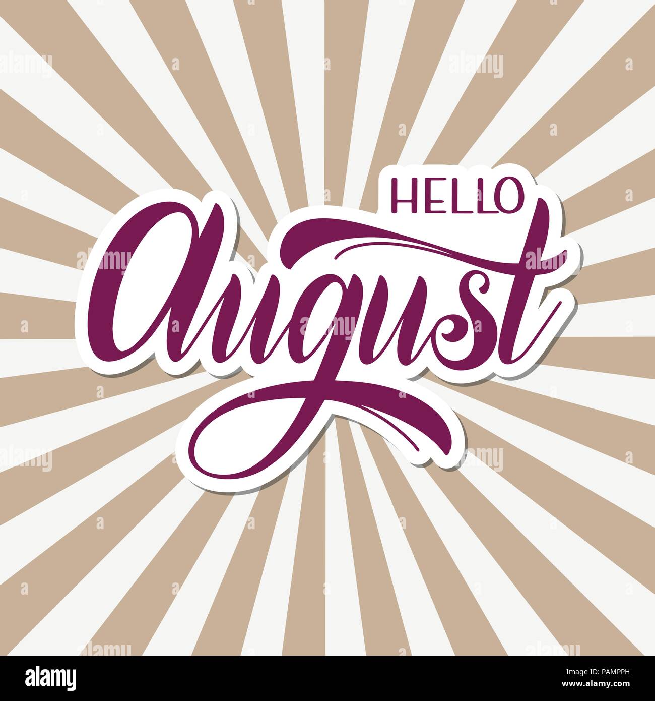 Hello August lettering. Elements for invitations, posters, greeting ...