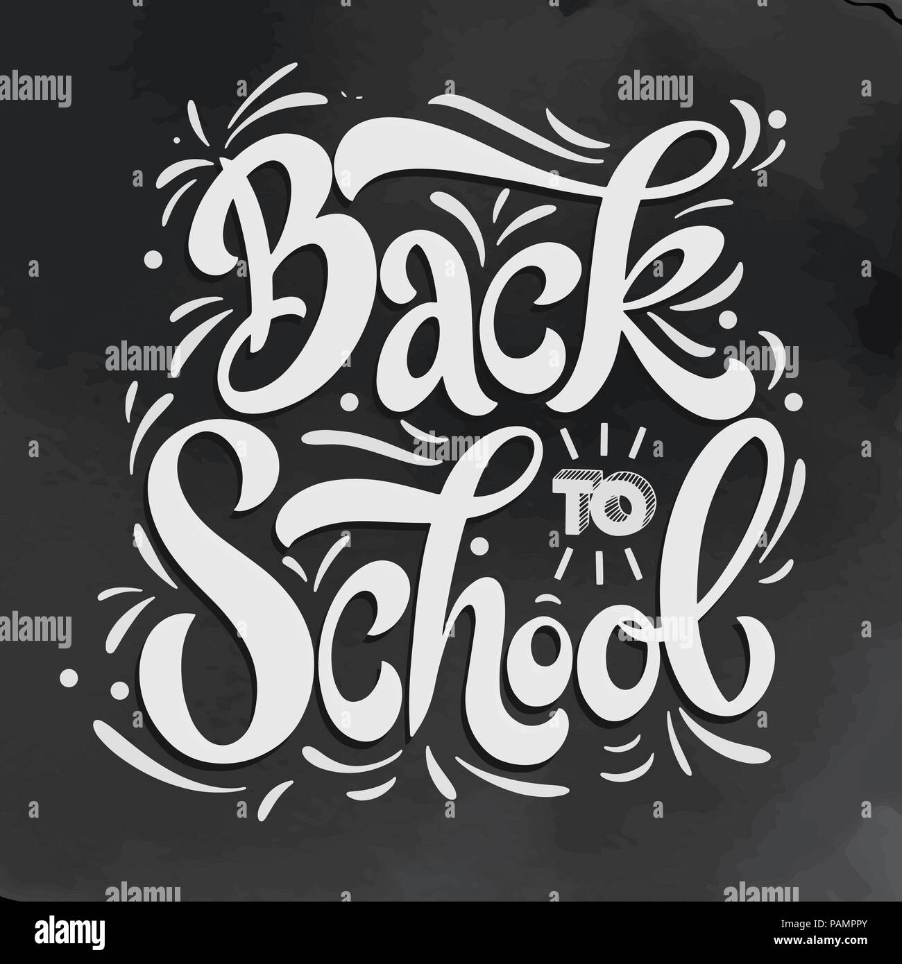 Back to school hand drawn lettering. Elements for greeting card, poster ...