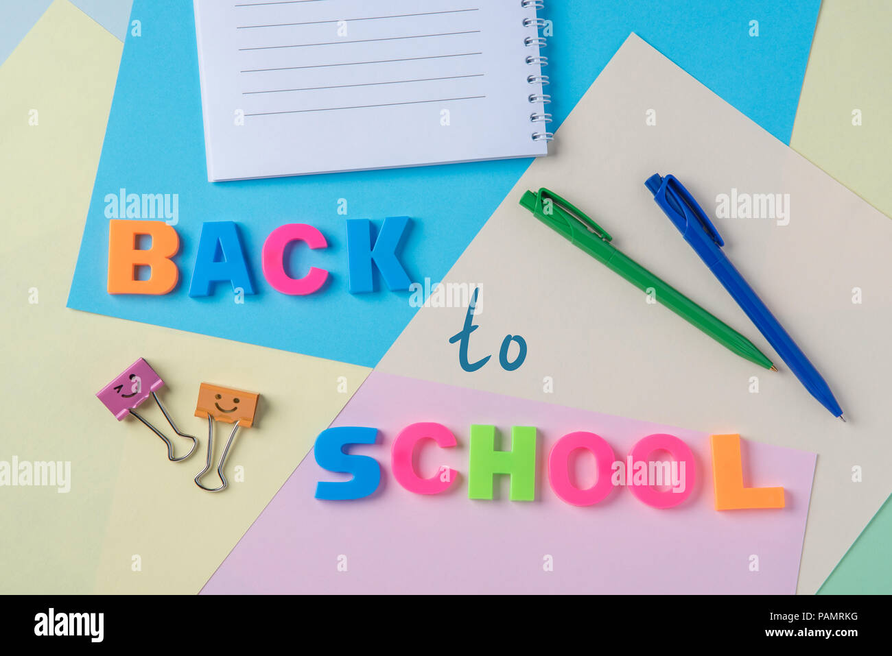 The inscription back to school plastic letters on the background of ...