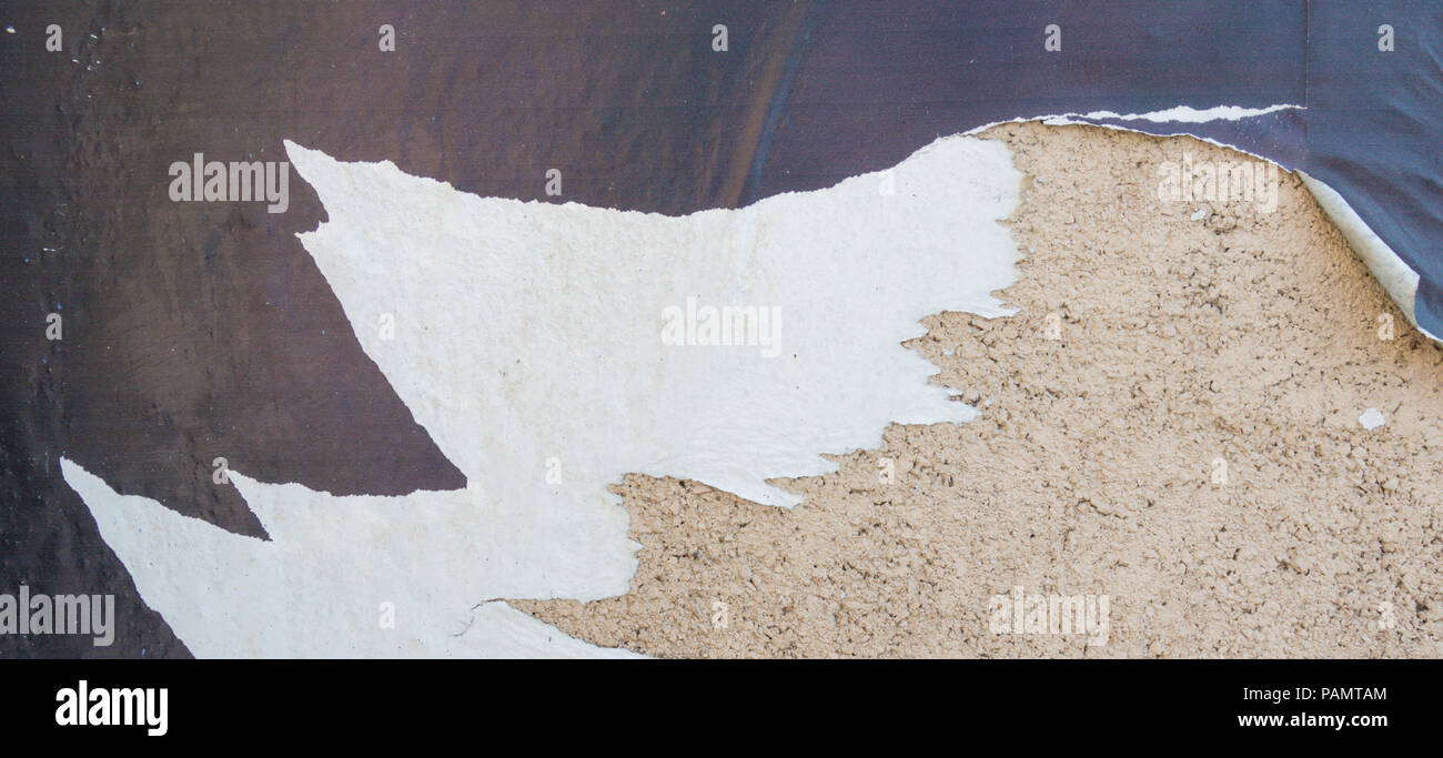 Old grunge ripped torn vintage collage posters on the wall Stock Photo ...