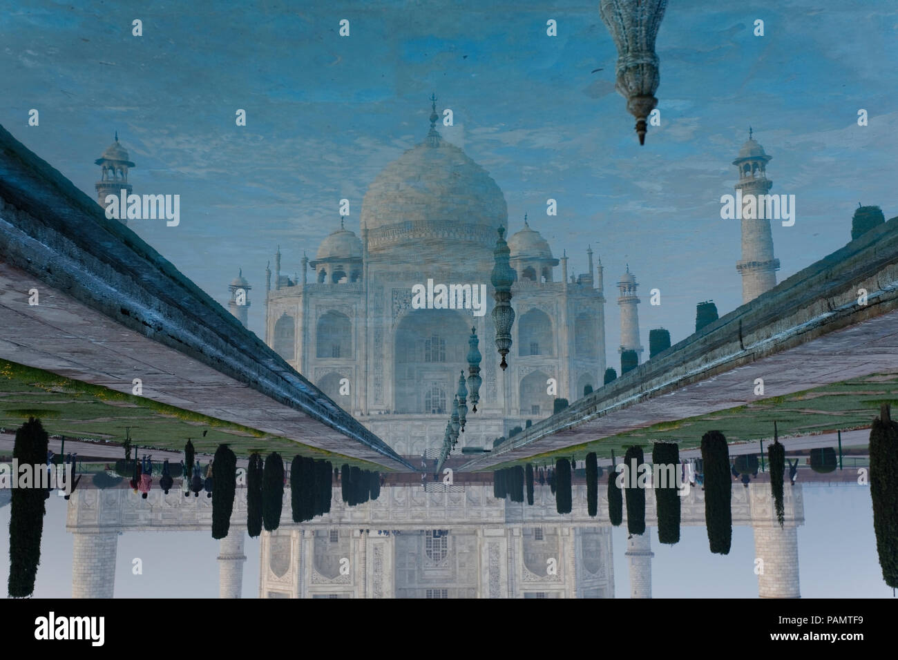 Taj mahal reflection in water at Agra A UNESCO World Heritage Site, A ...