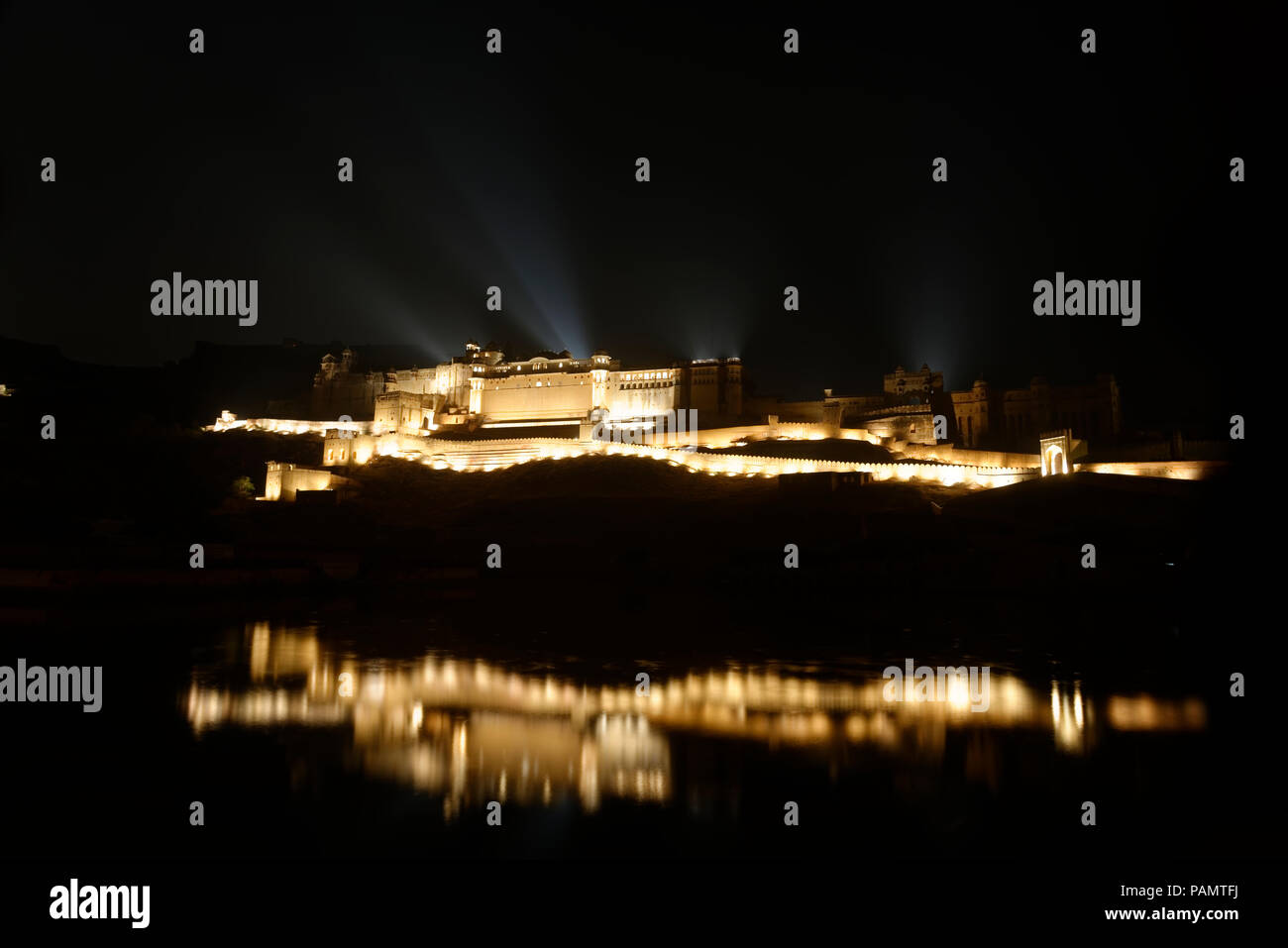 Amer Fort Amber Fort Illuminated At Night At Light And Sound Show Jaipur Rajastan India