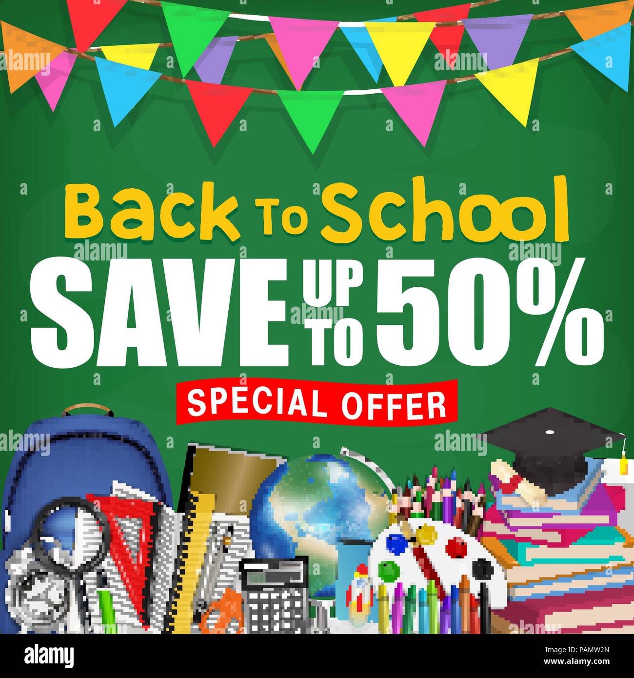 back to school sale poster with student items Stock Vector Image & Art ...