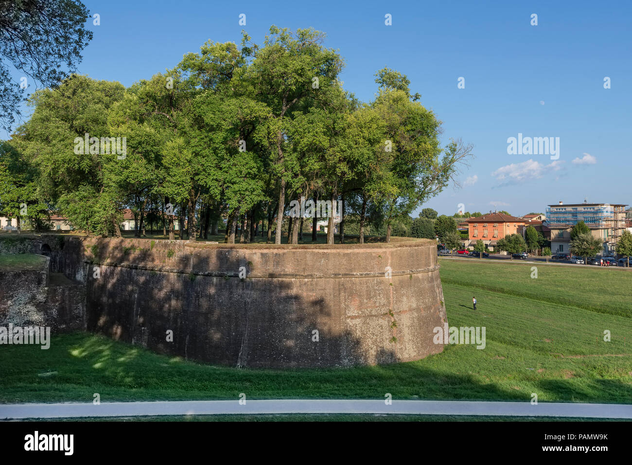Beautiful view of the ancient walls of Lucca, Tuscany, Italy, in the ...