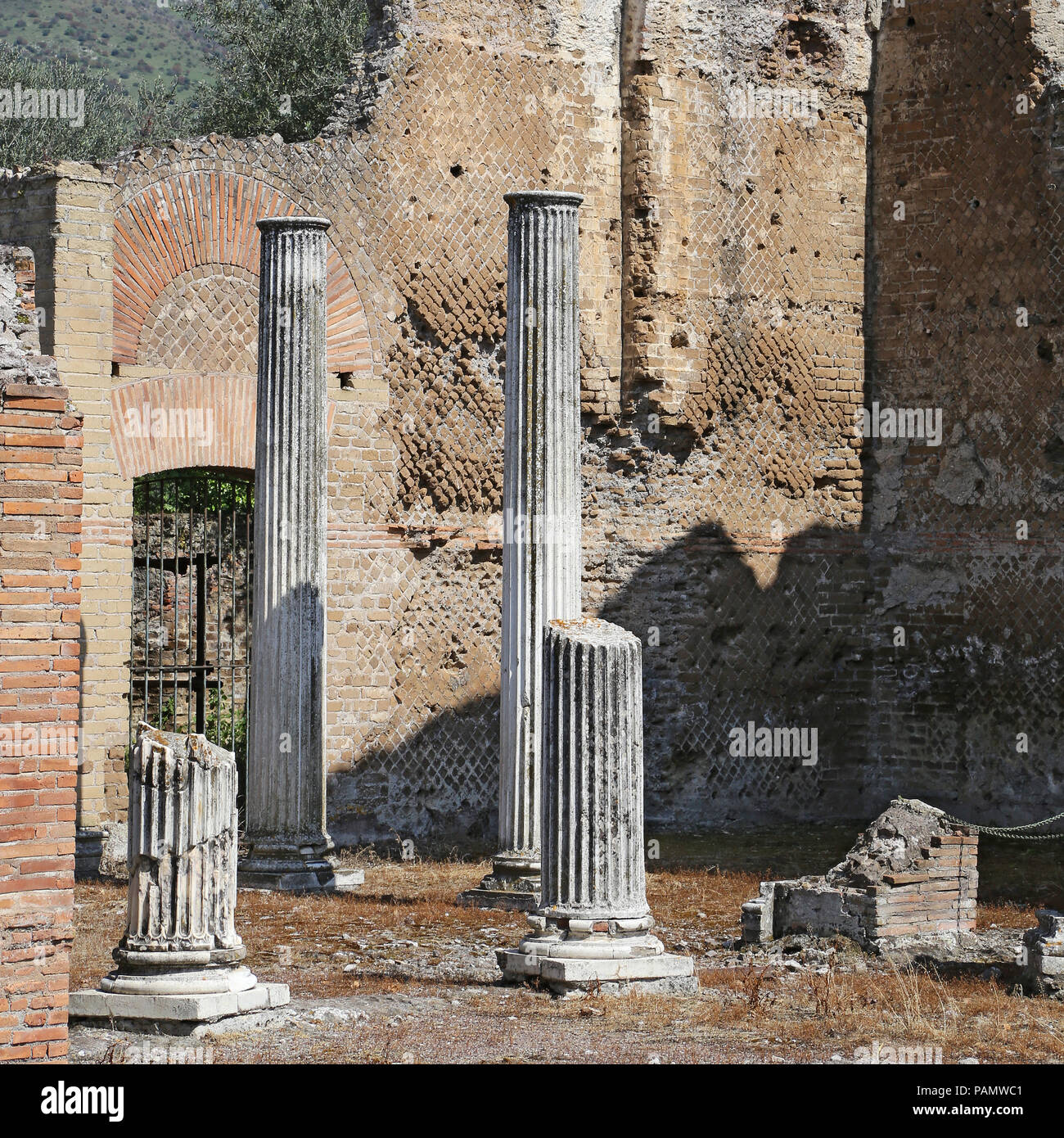 Tivoli, Italy - April 21, 2014: Ruin of ancient corinthian columns in ...