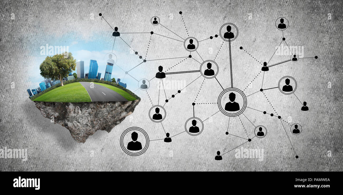 Concept of modern networking technologies and eco green construction ...