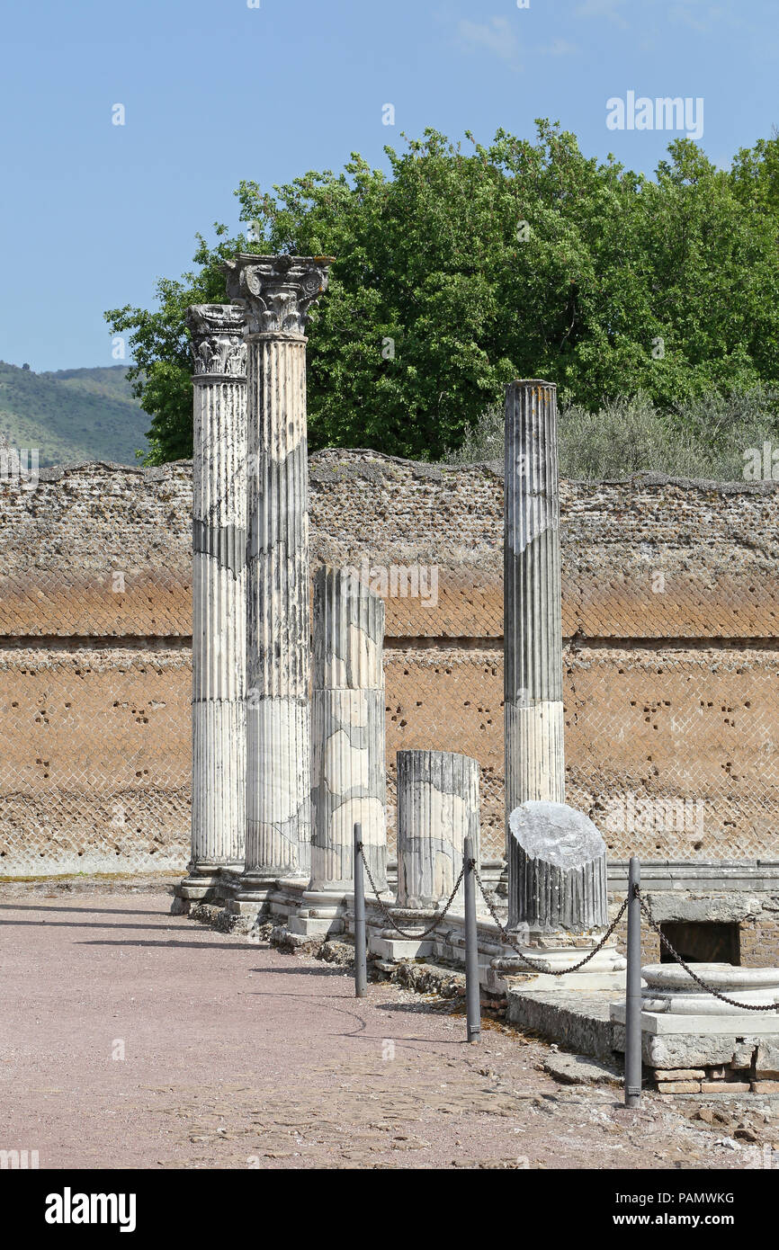 Tivoli, Italy - April 21, 2014: Ruin of ancient corinthian columns in ...