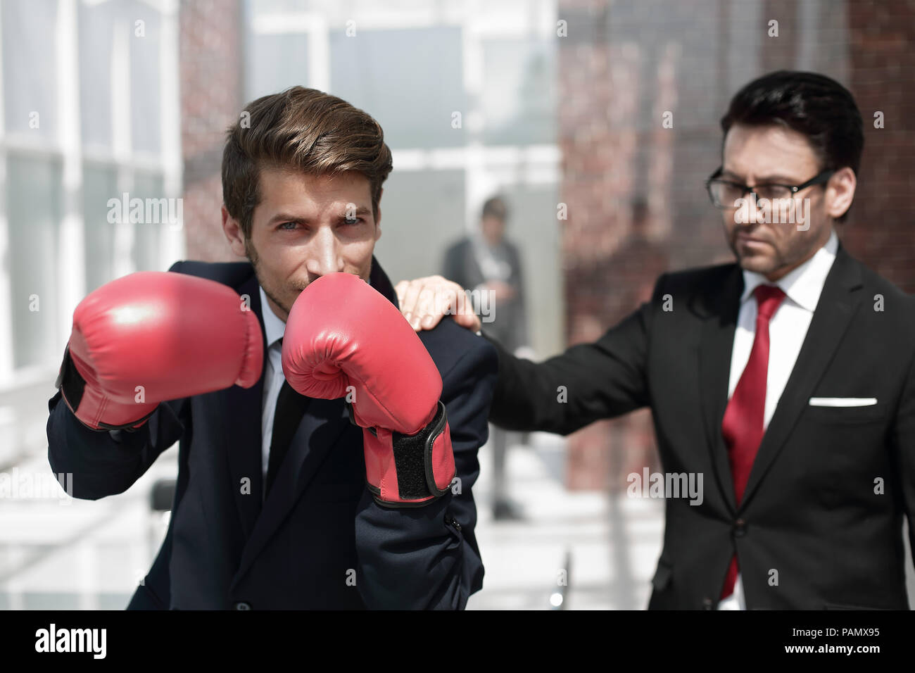 lawyer in Boxing gloves and his supervisor Stock Photo - Alamy