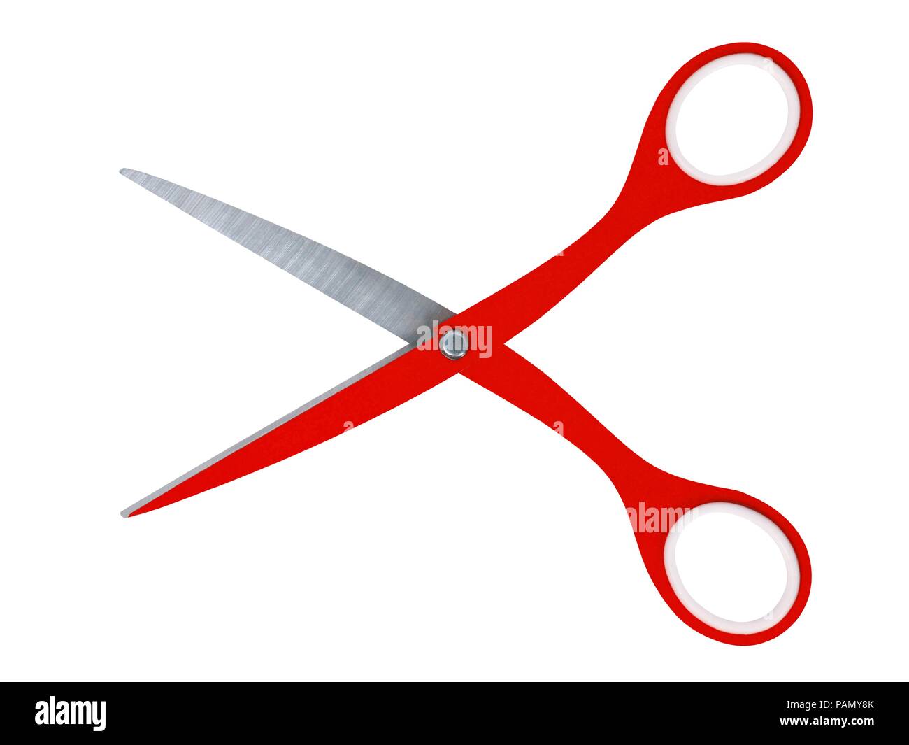 Wide open red scissors isolated on white background Stock Photo - Alamy