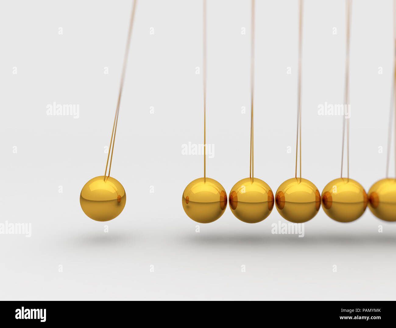 Newtons Cradle With Golden Balls Stock Photo Alamy