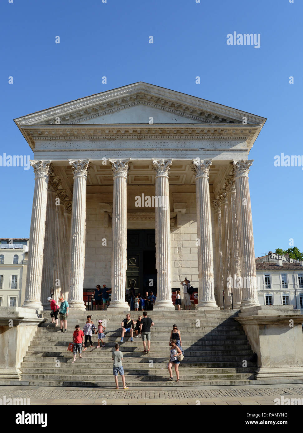 France, Gard, Nimes, Maison Carrée, Square House, a small Roman temple ...