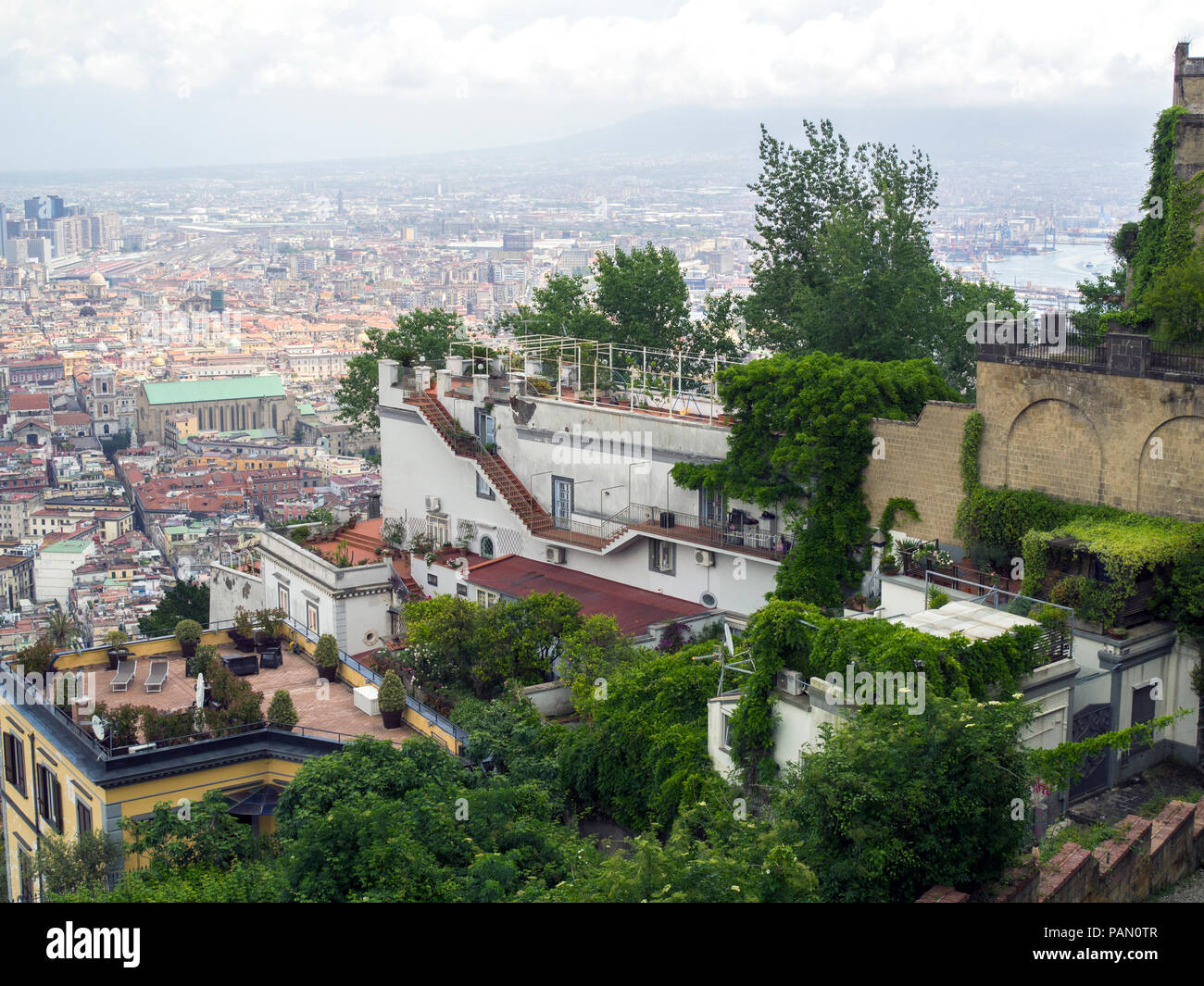 The view over Naples city from Castle Sant'Elmo, a medieval fortress in ...