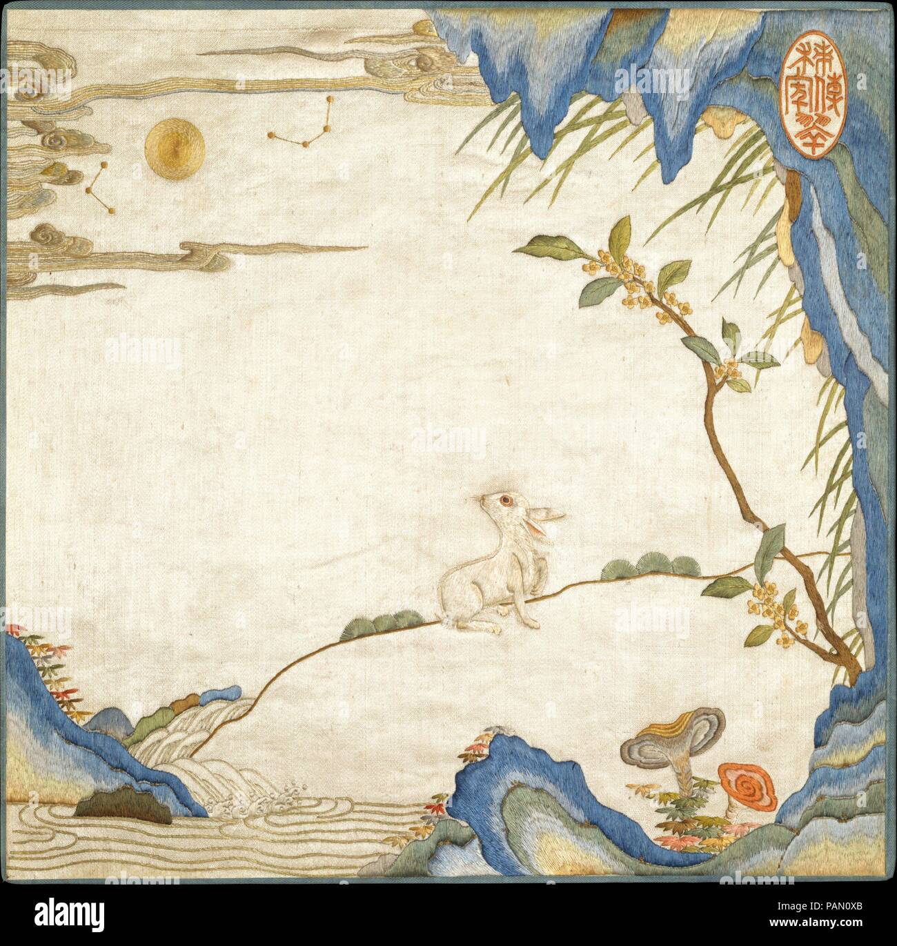 Rabbit in Landscape with Clouds, Moon, Two Constellations, Rocks ...