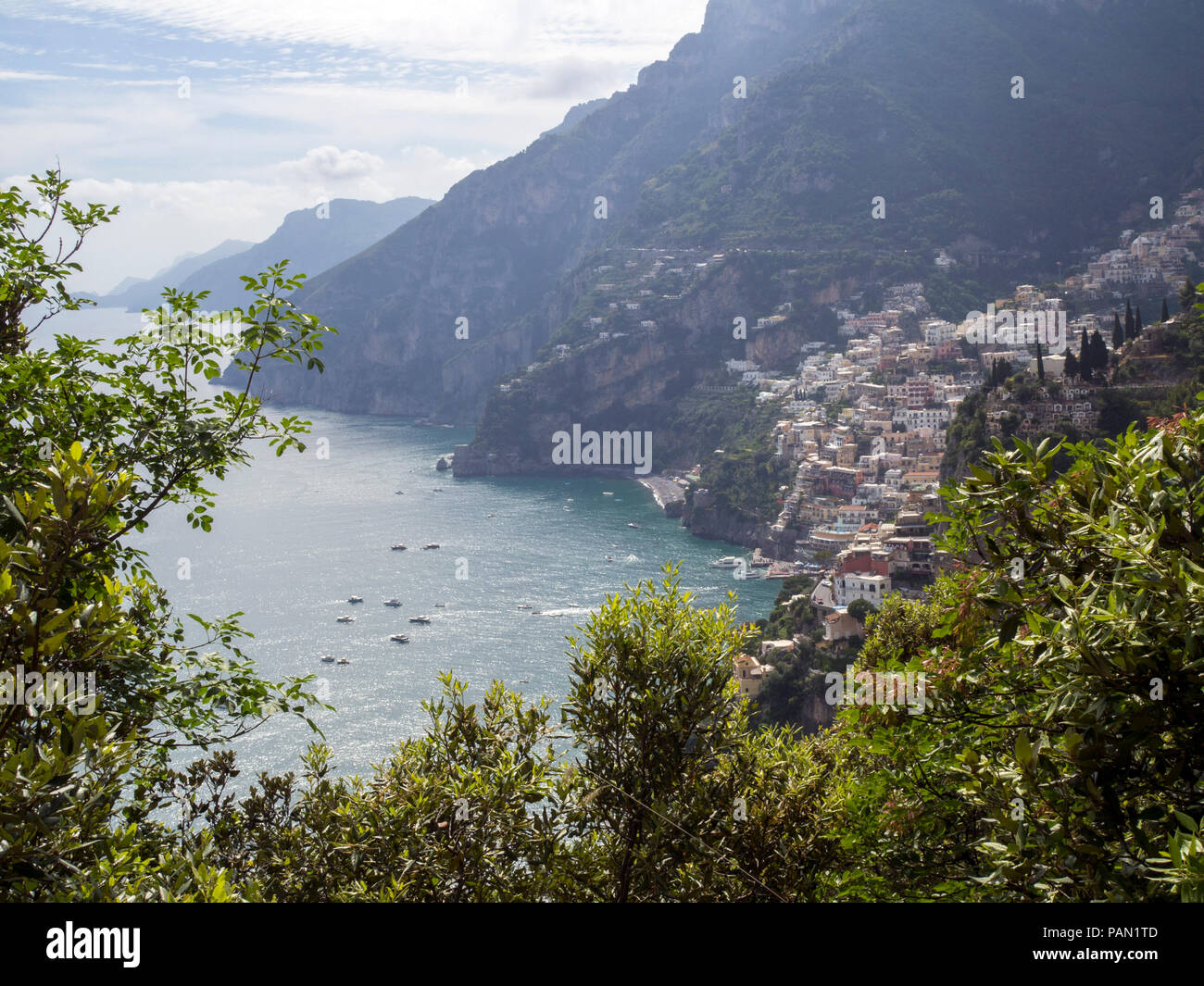 The village of Positano as seen from the Path of the Gods on the Amalfi ...
