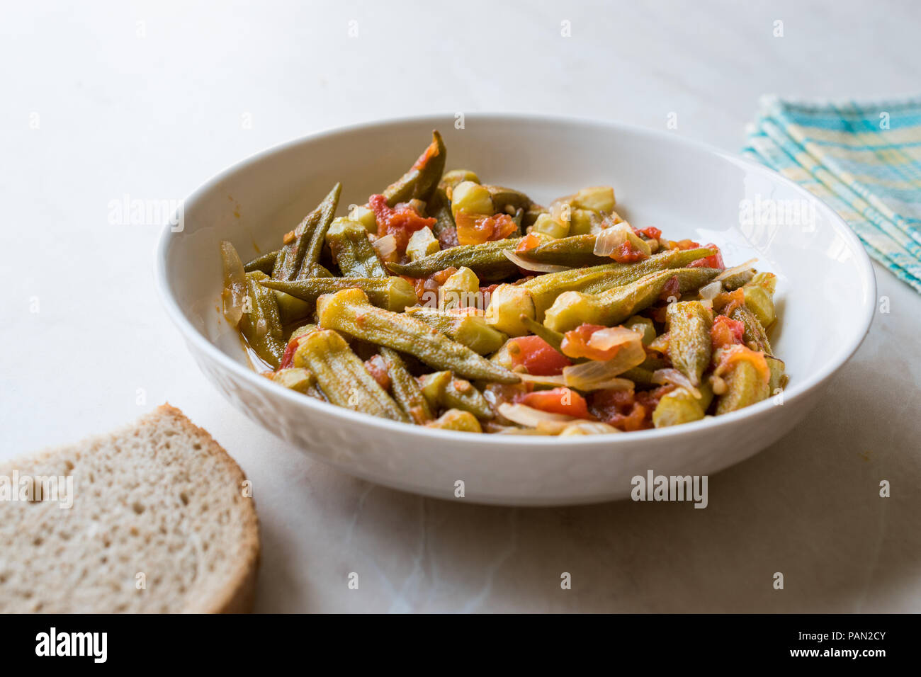 Turkish Food Okra Dish with Tomatoes and Onion Slices / Bamya ...
