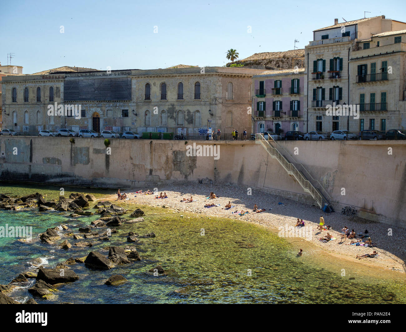 Lido Maniace, a beach in Ortygia, a small island in the city of ...